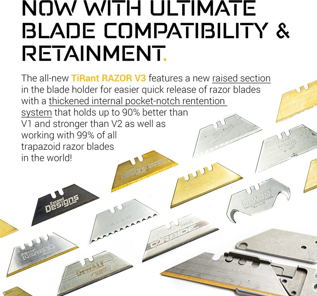 TiRant® RAZOR V3 Utility Knife (Stonewashed 6AL-4V Titanium) – Exceed ...