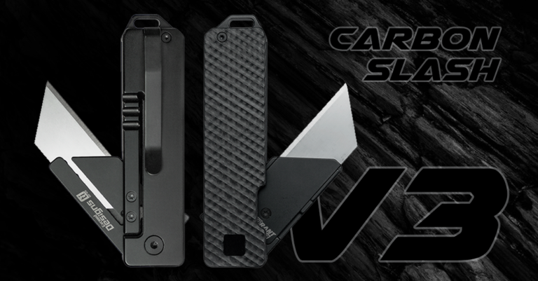 TiRant RAZOR V3 Utility Knife (50/50 Jet-Black + Carbon Fiber SLASH ...