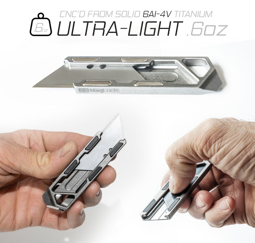 TiRant® RAZOR-M 3.0 MagLock Utility Knife (Stonewashed 6AL-4V Titanium ...