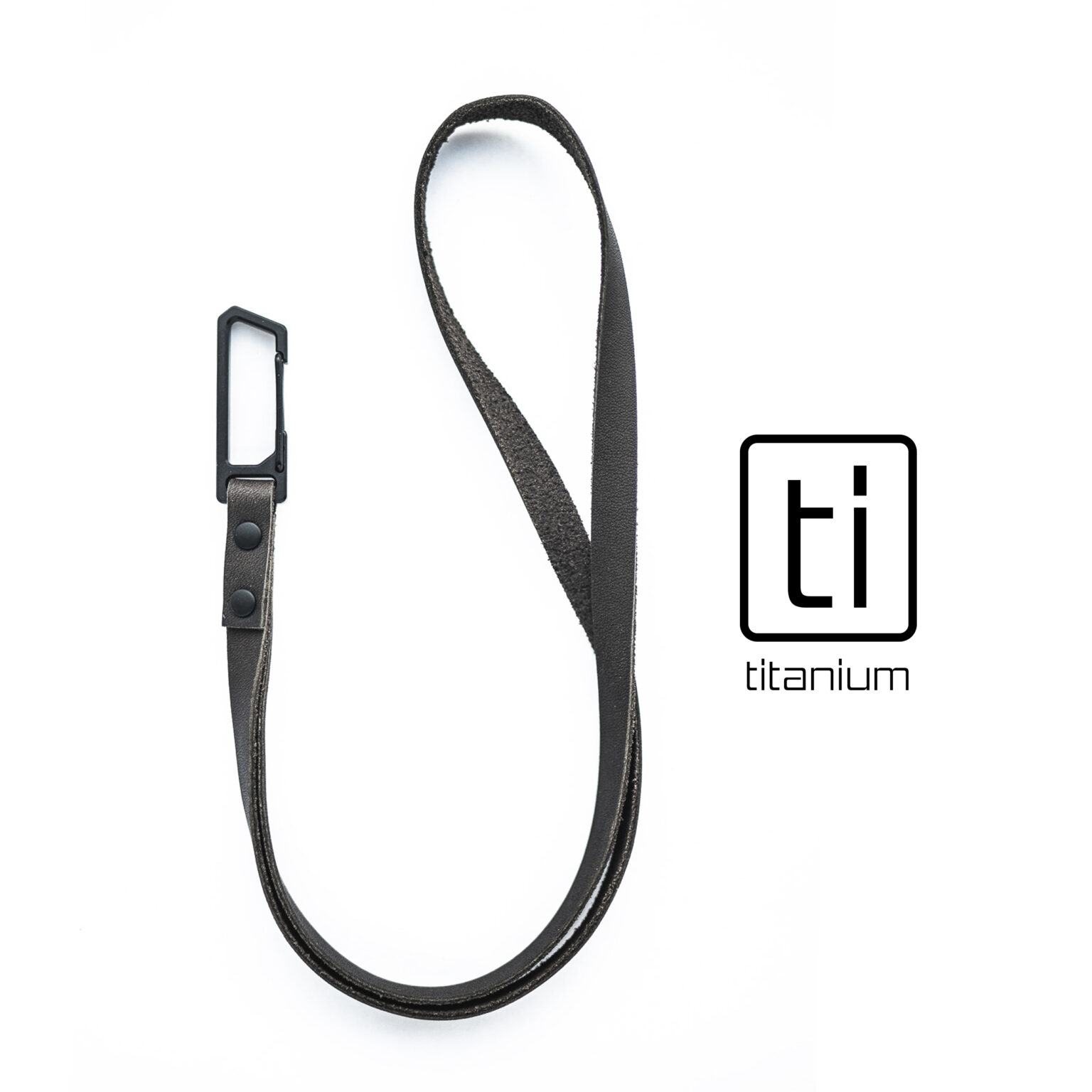 Ash-Black TiRant LATCH 17″ Leather Neck Lanyard W/Titanium Carabiner ...