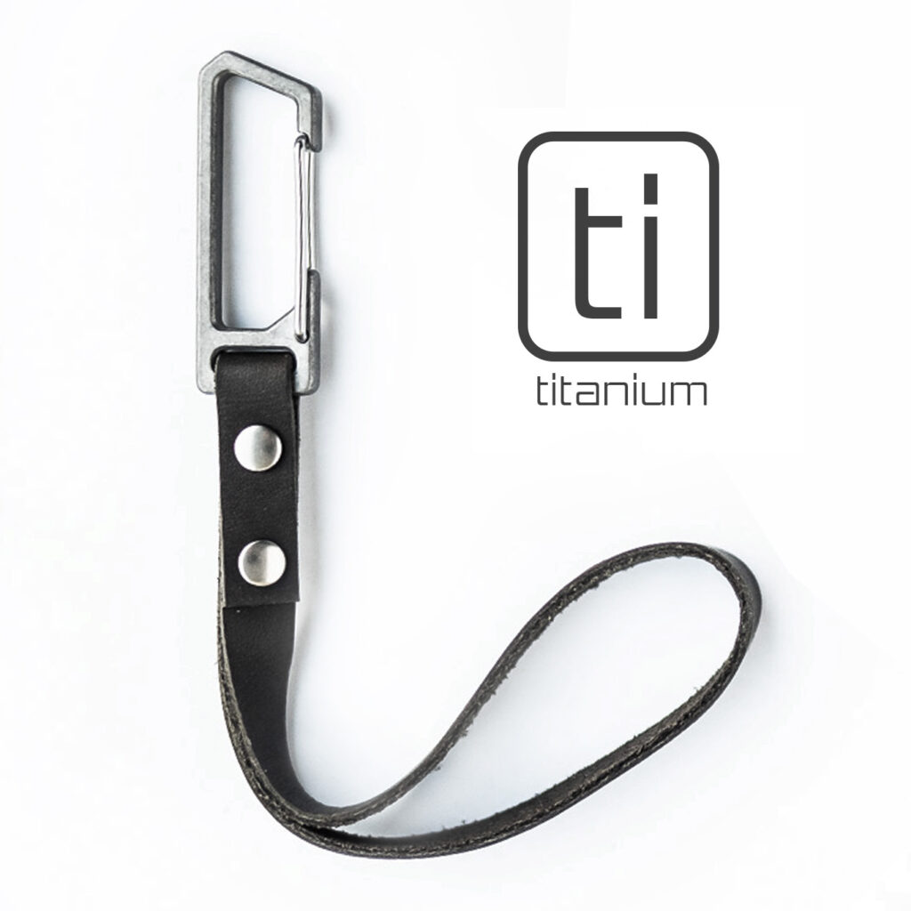 Russet-Brown TiRant LATCH 6″ Mini Leather Wrist Lanyard W/Titanium ...