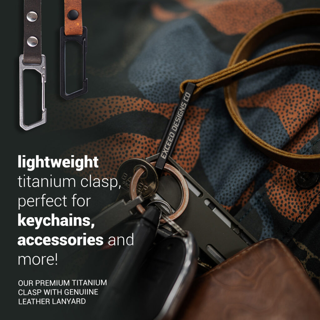 Ash-Black TiRant LATCH 6″ Mini Leather Wrist Lanyard W/Titanium ...