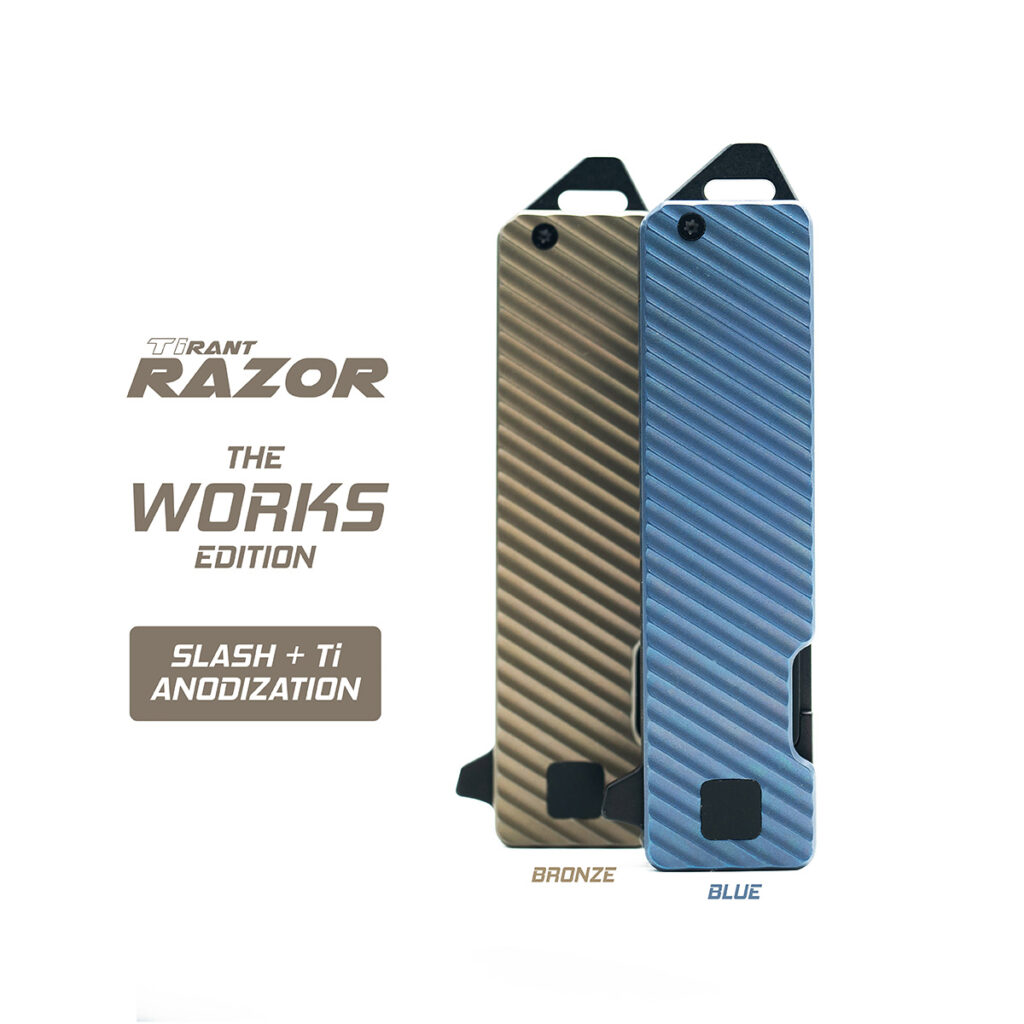 TiRant RAZOR V3 Utility Knife (Cobalt Blue ANO Ti WORKS + SLASH Edition) – Exceed Designs