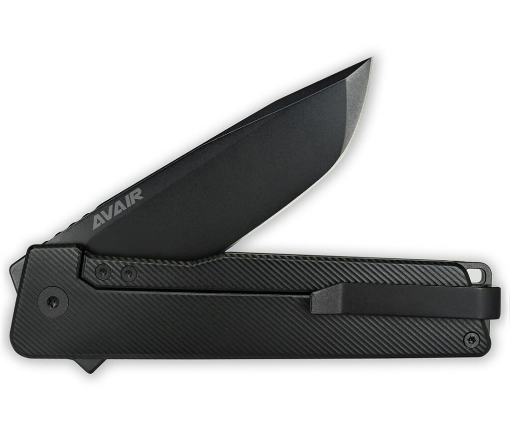 AVAIR M390 Framelock Folding Knife (Micro-Slash Jet-Black PVD 6AL-4V ...