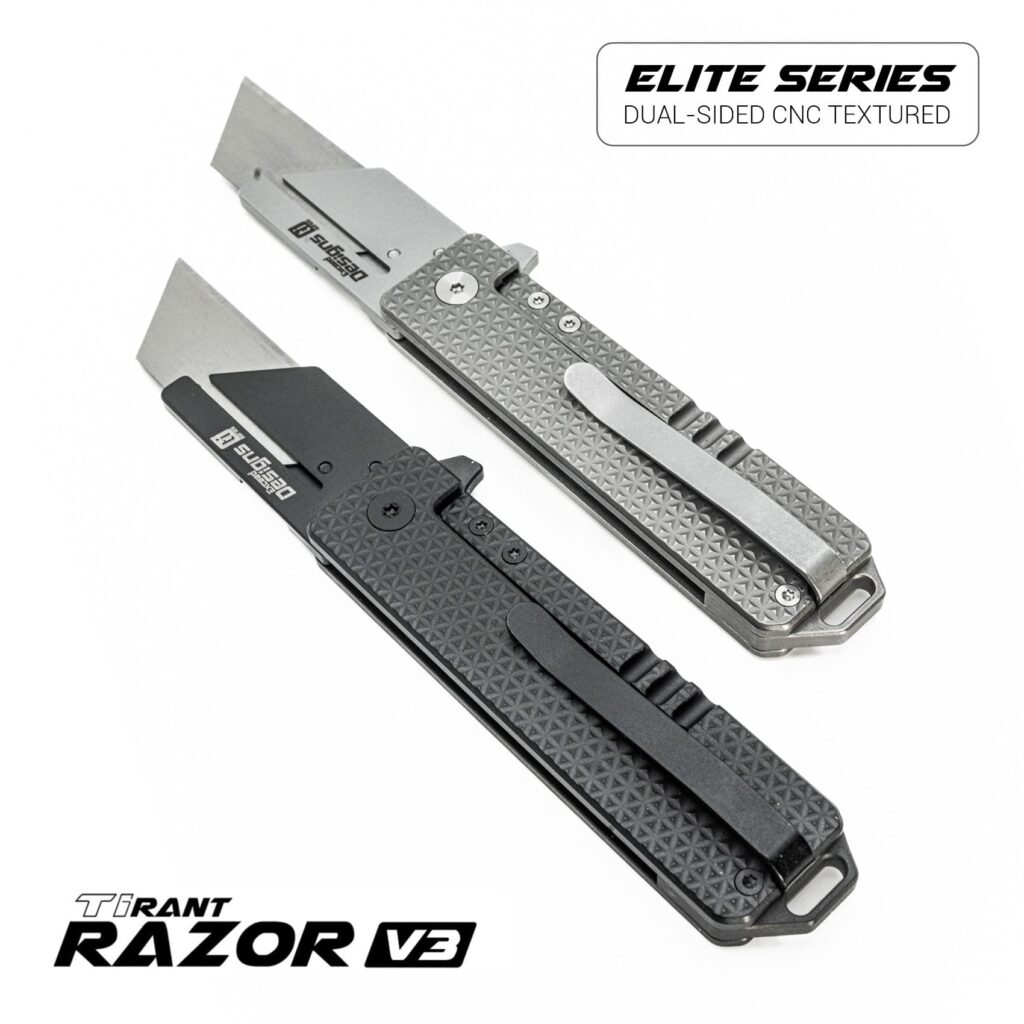 TiRant RAZOR V3 Utility Knife (Jet-Black 6AL-4V Titanium) Dual APEX ...
