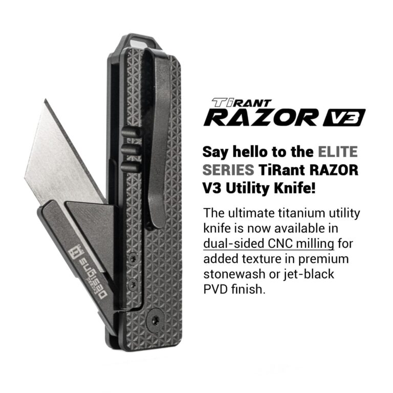 TiRant RAZOR V3 Utility Knife (Stonewashed 6AL-4V Titanium) Dual APEX ...