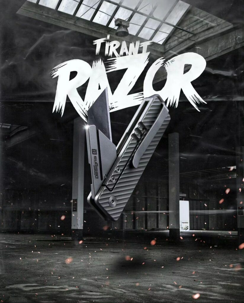 TiRant RAZOR V3 Utility Knife (Stonewashed 6AL-4V Titanium) Dual SLASH ...