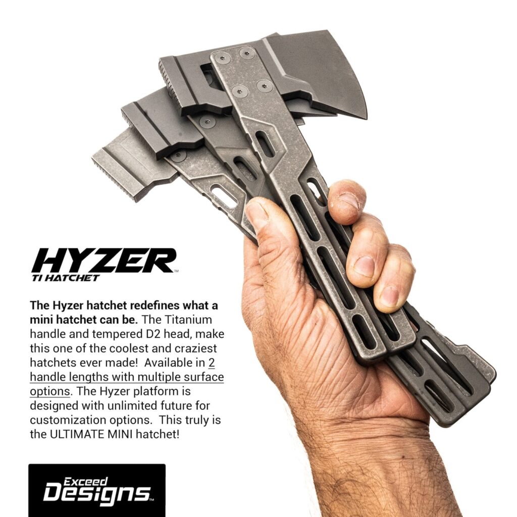 HYZER Titanium Hatchet W/Light D2 Axe Head (Dark Grey Blasted 6AL-4V ...