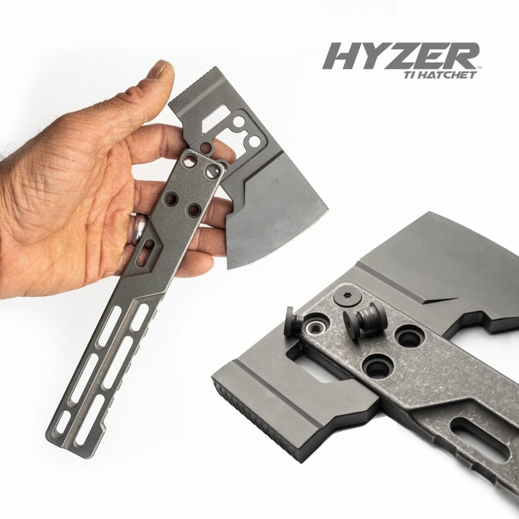 HYZER Titanium Hatchet W/Light D2 Axe Head (Dark Grey Blasted 6AL-4V ...