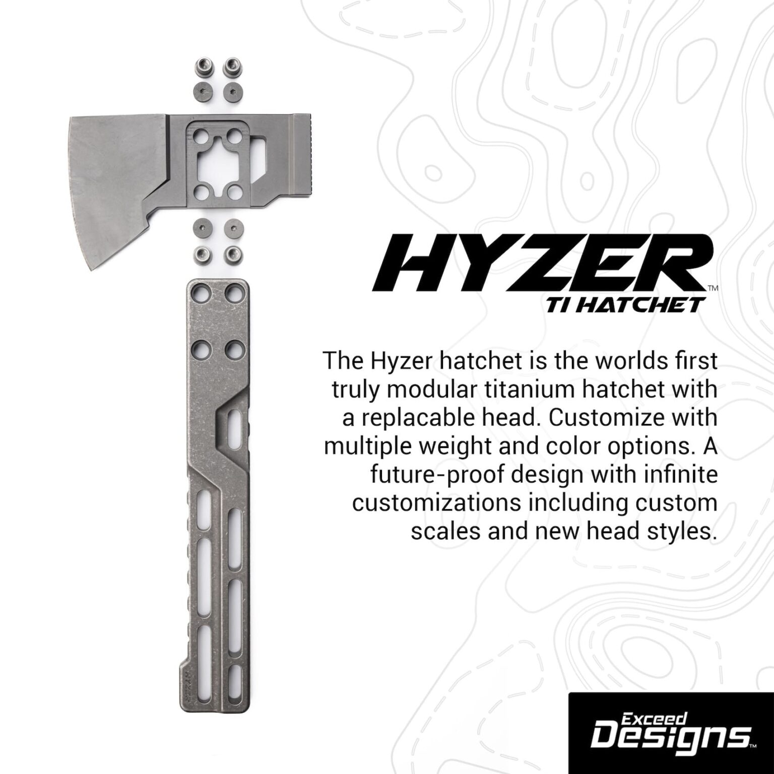 HYZER Titanium Hatchet W/Light D2 Axe Head (Dark Grey Blasted 6AL-4V ...
