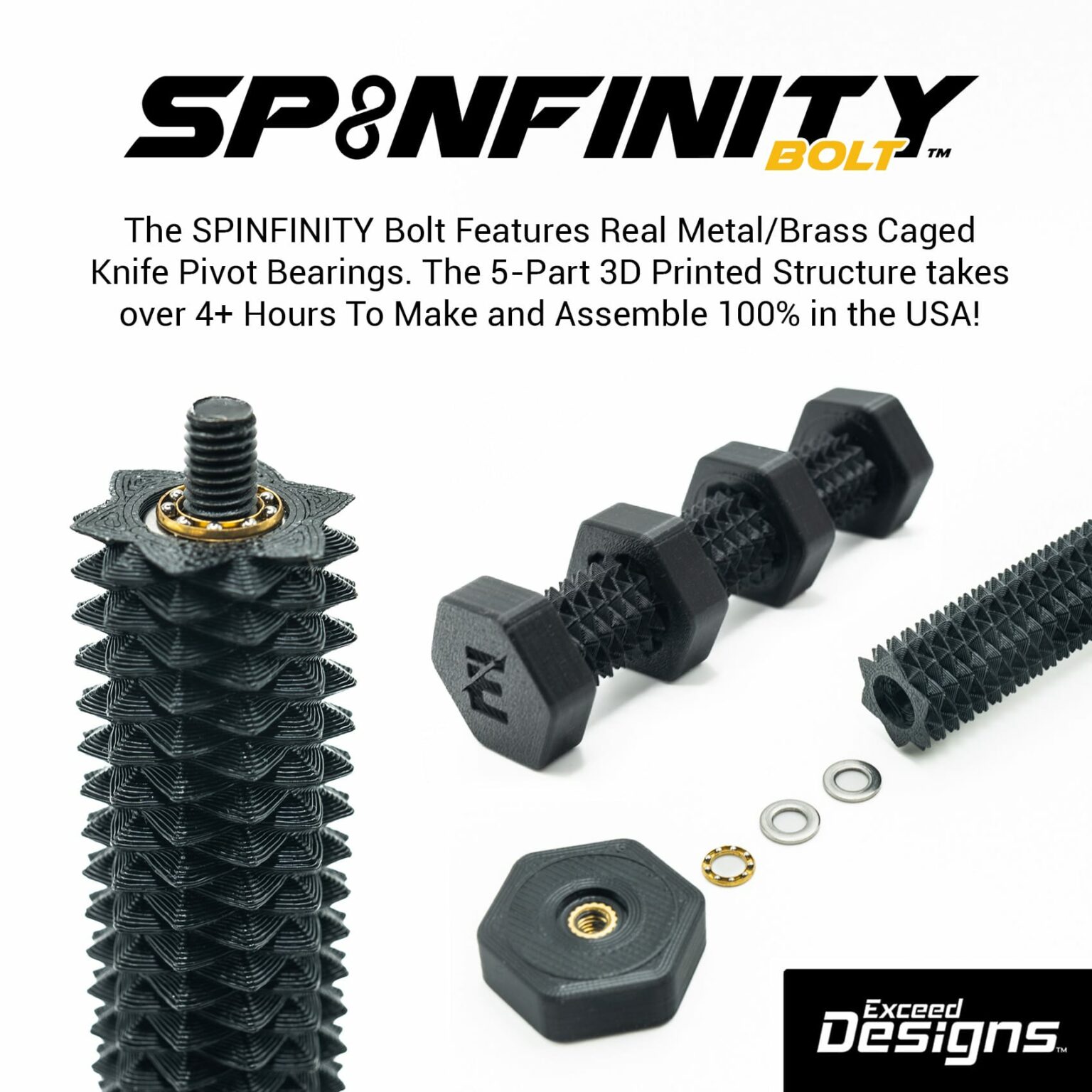 SPINFINITY BOLT Bi-Directional Fidget Bolt Spinner (Centurion Bronze) W ...