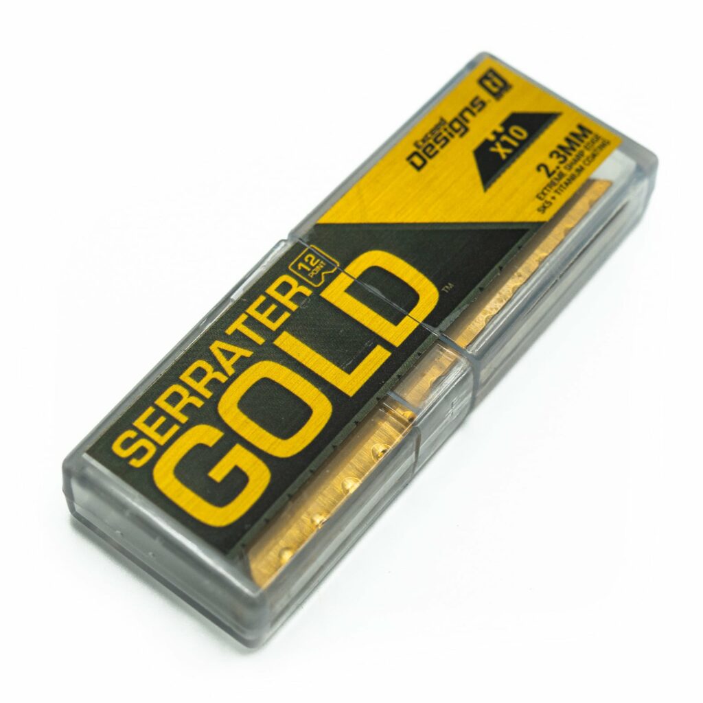 Cascadia Topo 12-Point GOLD SERRATED Razor Blades (Premium TITANIUM ...