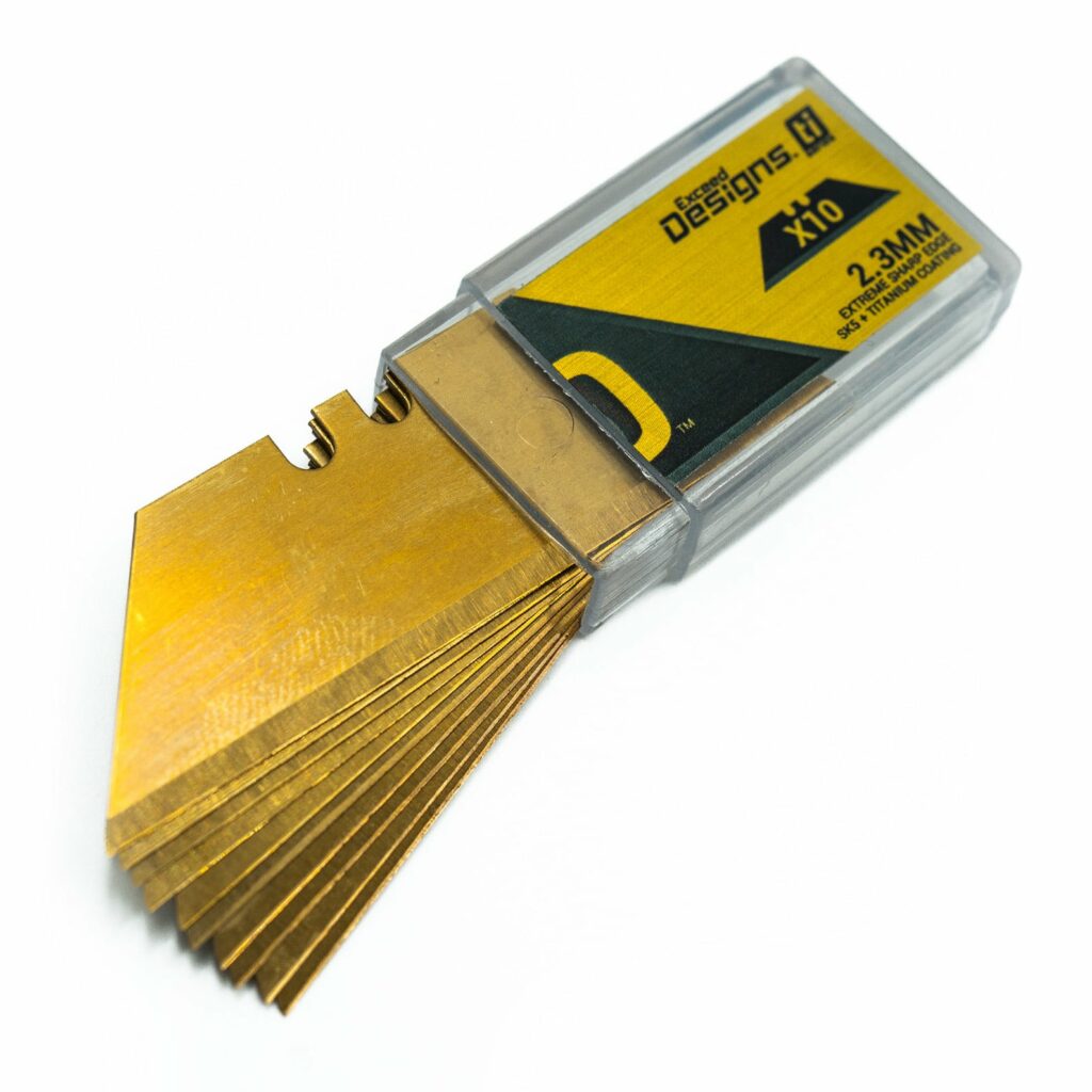 GOLD SERIES Razor Blades (Premium TITANIUM Coated SK5 Utility Knife ...