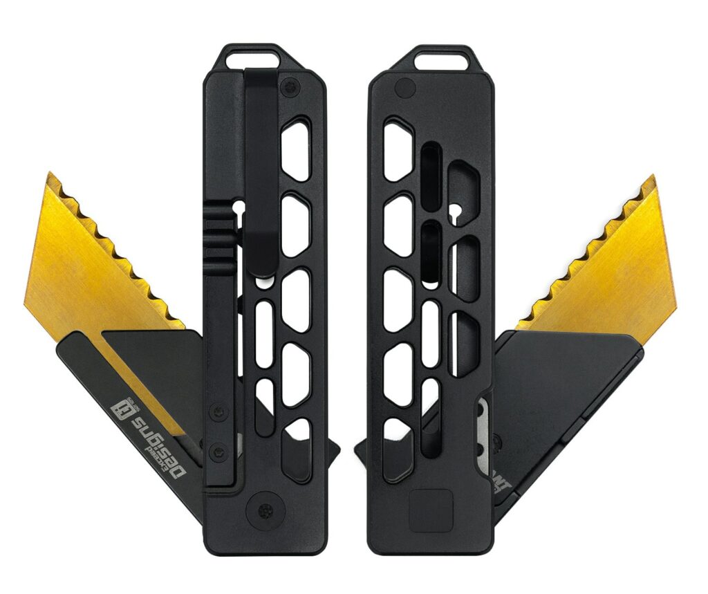 TiRant® RAZOR V3 Utility Knife (Jet-Black 6AL-4V Titanium) Dual-SIde ...