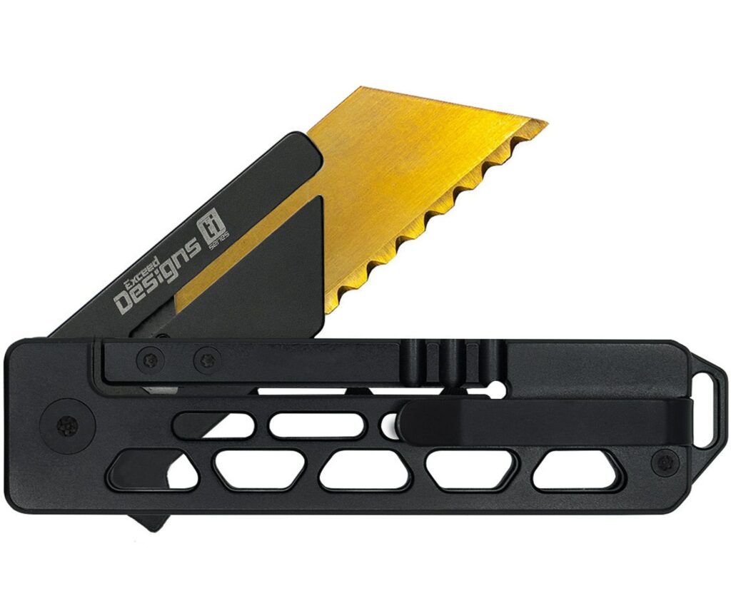 TiRant® RAZOR V3 Utility Knife (Jet-Black 6AL-4V Titanium) Dual-SIde ...