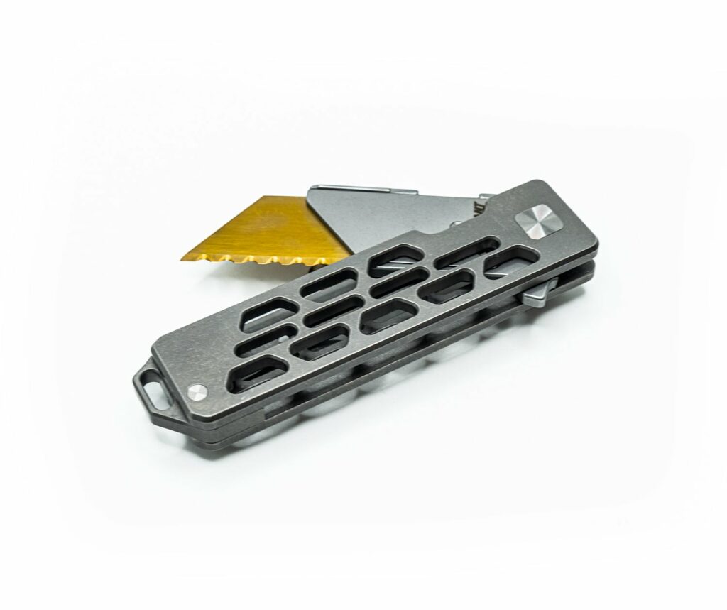 TiRant RAZOR V3 Utility Knife (Stonewashed 6AL-4V Titanium) Dual-SIde ...