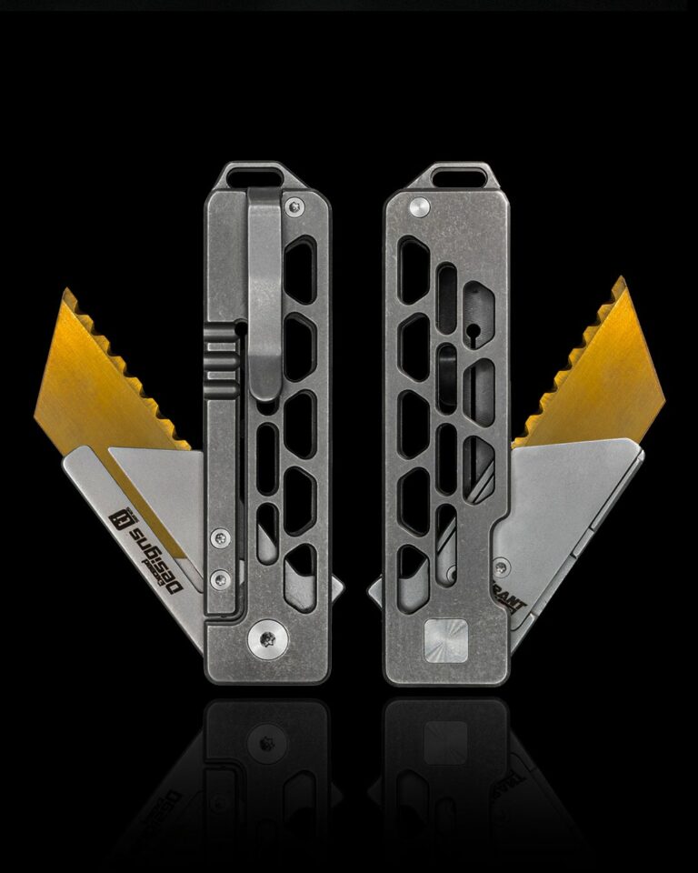 TiRant® RAZOR V3 Utility Knife (Stonewashed 6AL-4V Titanium) Dual-SIde ...