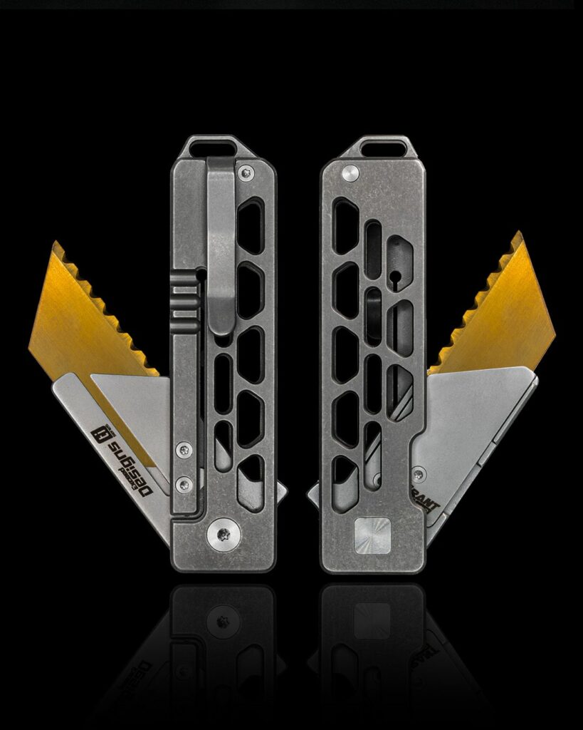 TiRant RAZOR V3 Utility Knife (Stonewashed 6AL-4V Titanium) Dual-SIde ...