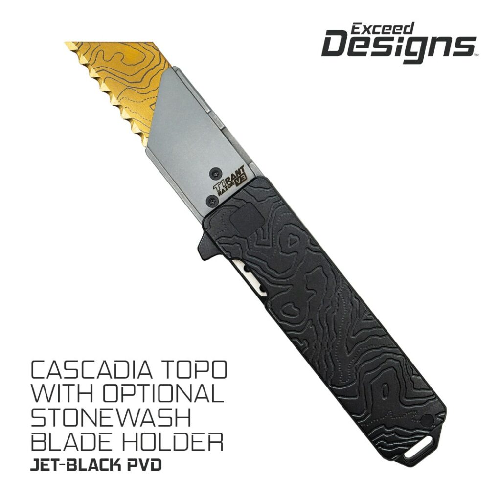 TiRant RAZOR V3 Utility Knife (Jet-Black 6AL-4V Titanium) Dual-SIde ...