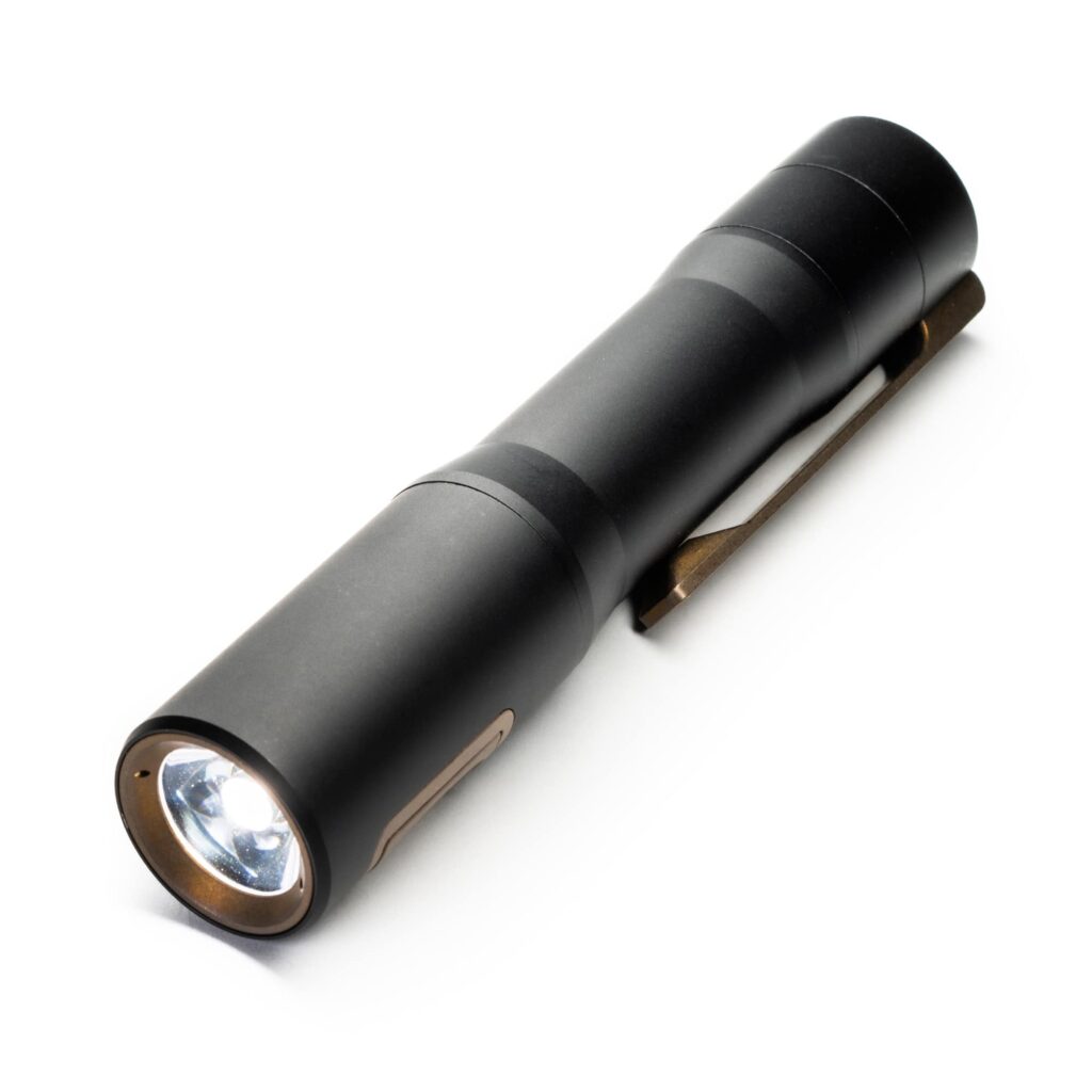 RAMPANT™ R8 EDC Flashlight (Works Edition BRONZE Ti ANO Clip + Button ...