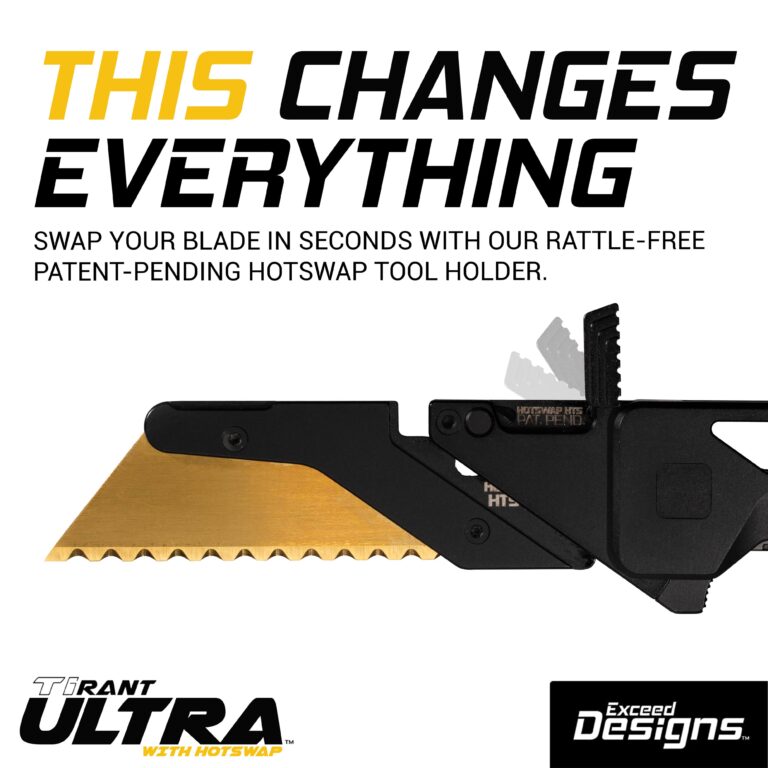 TiRant® ULTRA Utility Knife W/HotSwap™ Blade Replacements (Stonewashed ...