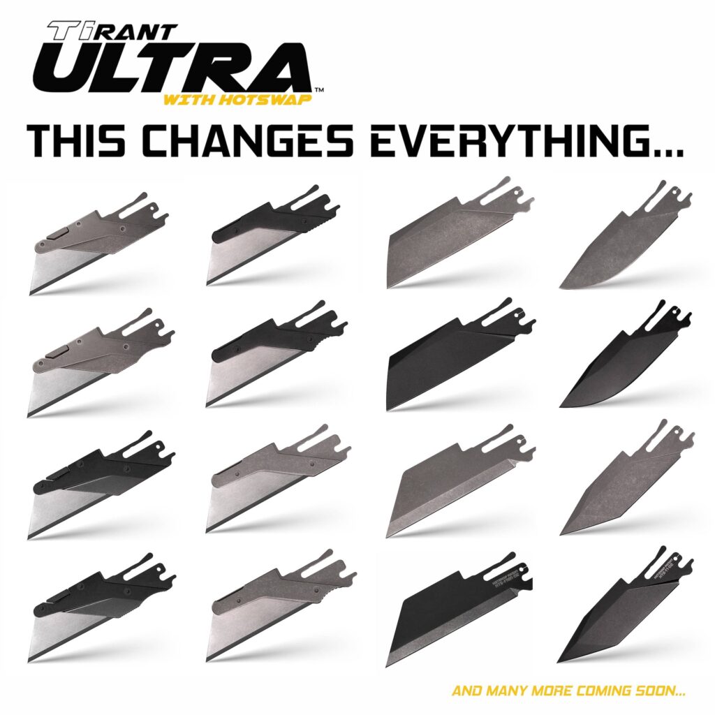 TiRant ULTRA Utility Knife W/HotSwap™ Blade Replacements (Jet-Black PVD ...